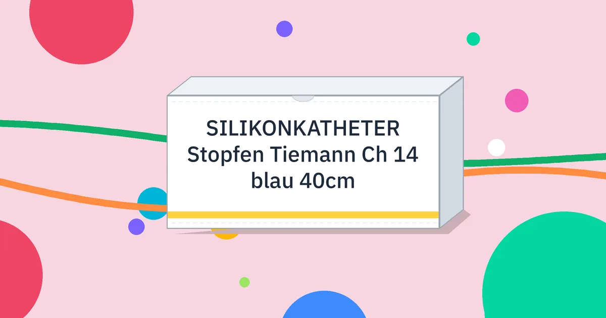 Symbolbild: Packung mit der Aufschrift SILIKONKATHETER Stopfen Tiemann Ch 14 blau 40cm (PZN 09766471) – Verfügbarkeit und Bezug in Apotheken in Frankfurt am Main