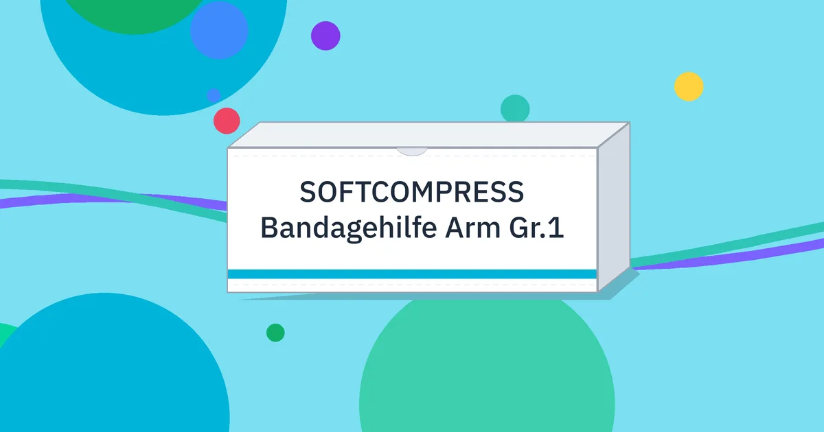 Symbolbild: Packung mit der Aufschrift SOFTCOMPRESS Bandagehilfe Arm Gr.1 (PZN 13505747) – Verfügbarkeit und Bezug in Apotheken in Frankfurt am Main