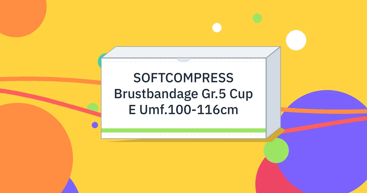 Symbolbild: Packung mit der Aufschrift SOFTCOMPRESS Brustbandage Gr.5 Cup E Umf.100-116cm (PZN 13505894) – Verfügbarkeit und Bezug in Apotheken in Frankfurt am Main