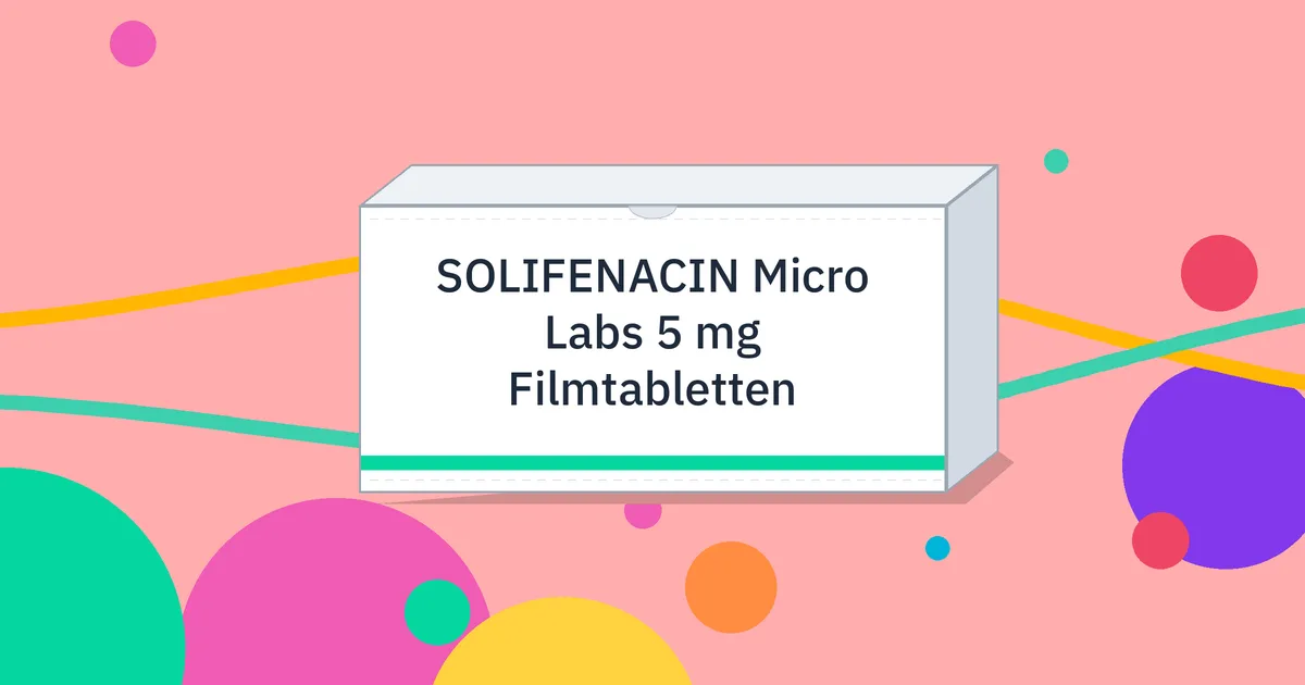 Symbolbild: Packung mit der Aufschrift SOLIFENACIN Micro Labs 5 mg Filmtabletten (PZN 13965118) – Verfügbarkeit und Bezug in Apotheken in Frankfurt am Main