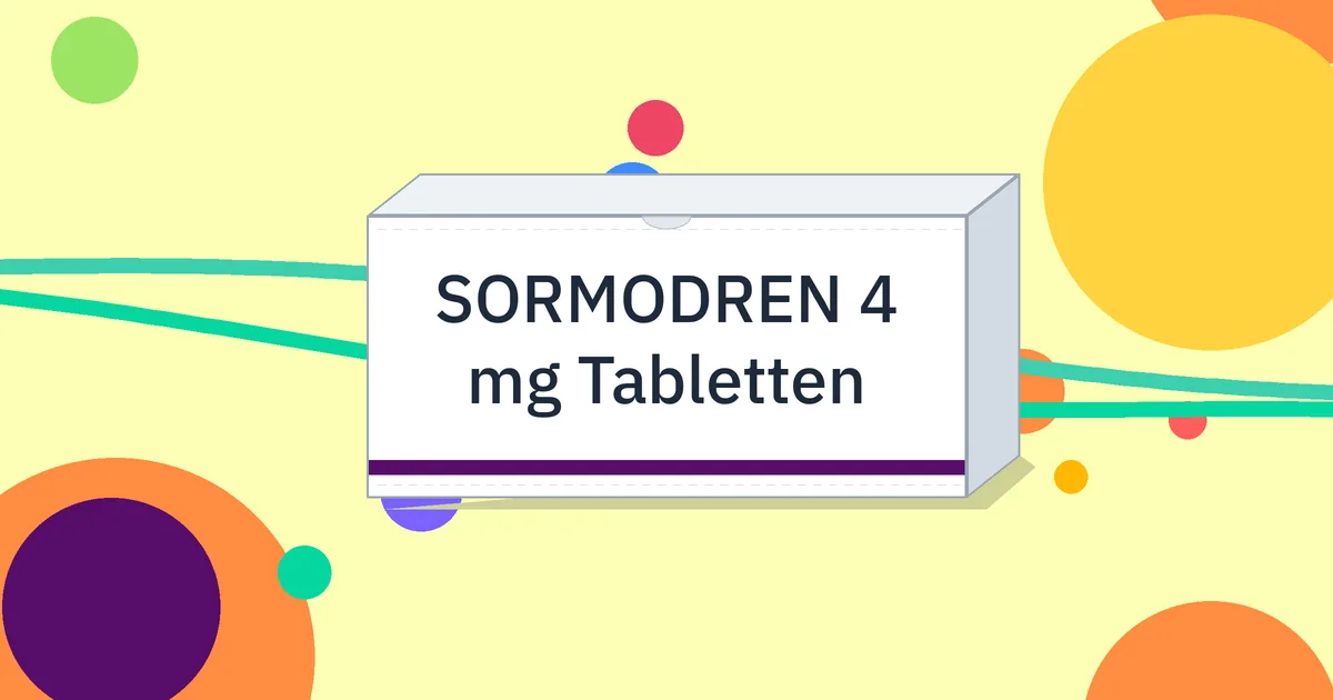 Symbolbild: Packung mit der Aufschrift SORMODREN 4 mg Tabletten (PZN 07143837) – Verfügbarkeit und Bezug in Apotheken in Frankfurt am Main
