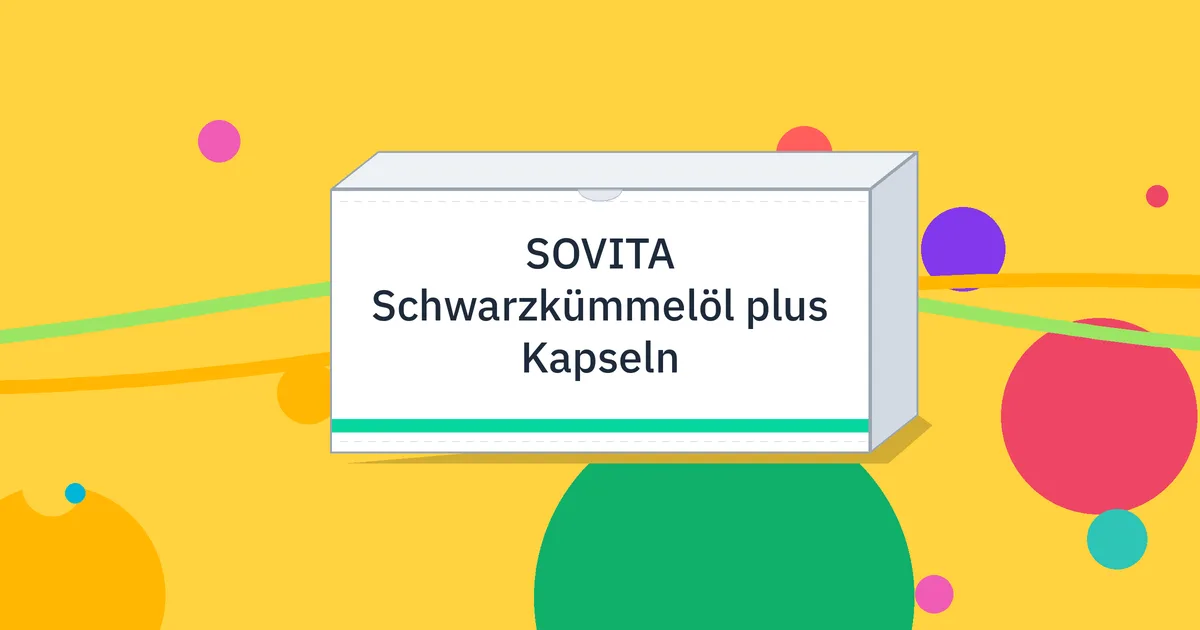 Symbolbild: Packung mit der Aufschrift SOVITA Schwarzkümmelöl plus Kapseln (PZN 11590157) – Verfügbarkeit und Bezug in Apotheken in Frankfurt am Main