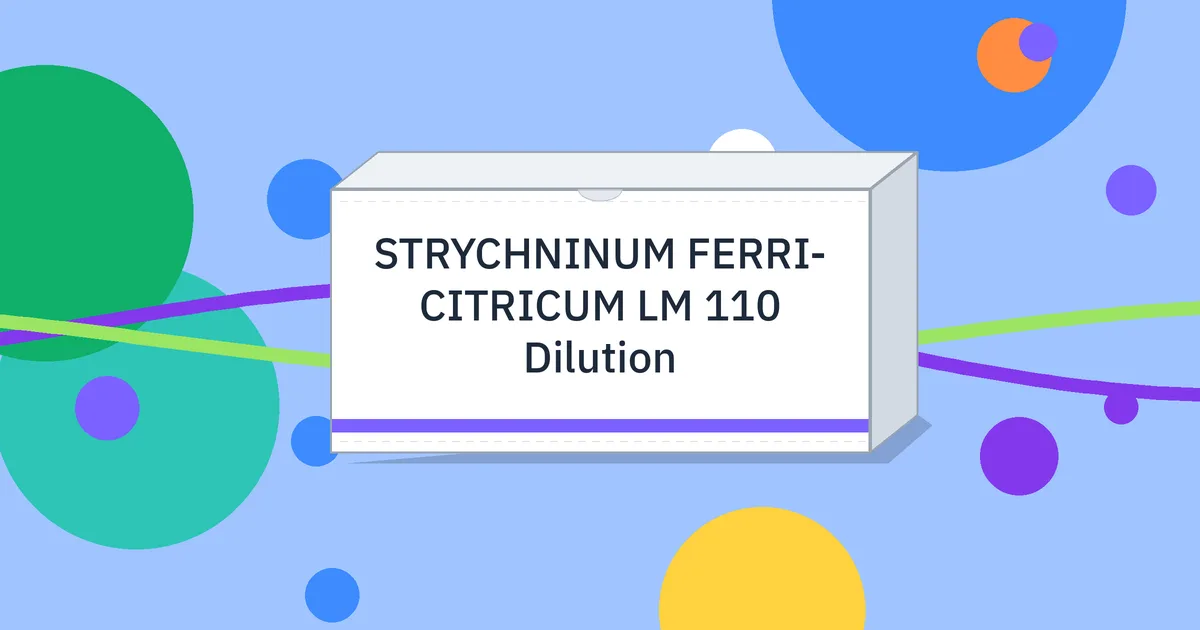 Symbolbild: Packung mit der Aufschrift STRYCHNINUM FERRI-CITRICUM LM 110 Dilution (PZN 13206571) – Verfügbarkeit und Bezug in Apotheken in Frankfurt am Main