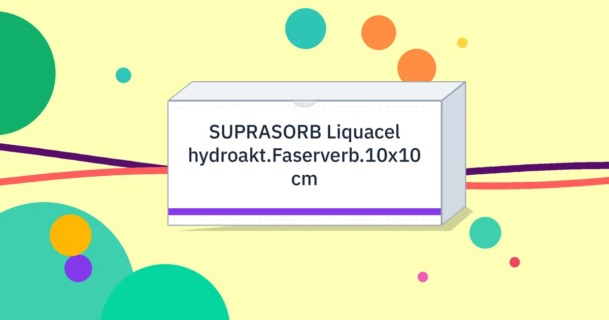 Symbolbild: Packung mit der Aufschrift SUPRASORB Liquacel hydroakt.Faserverb.10x10 cm (PZN 16676320) – Verfügbarkeit und Bezug in Apotheken in Frankfurt am Main