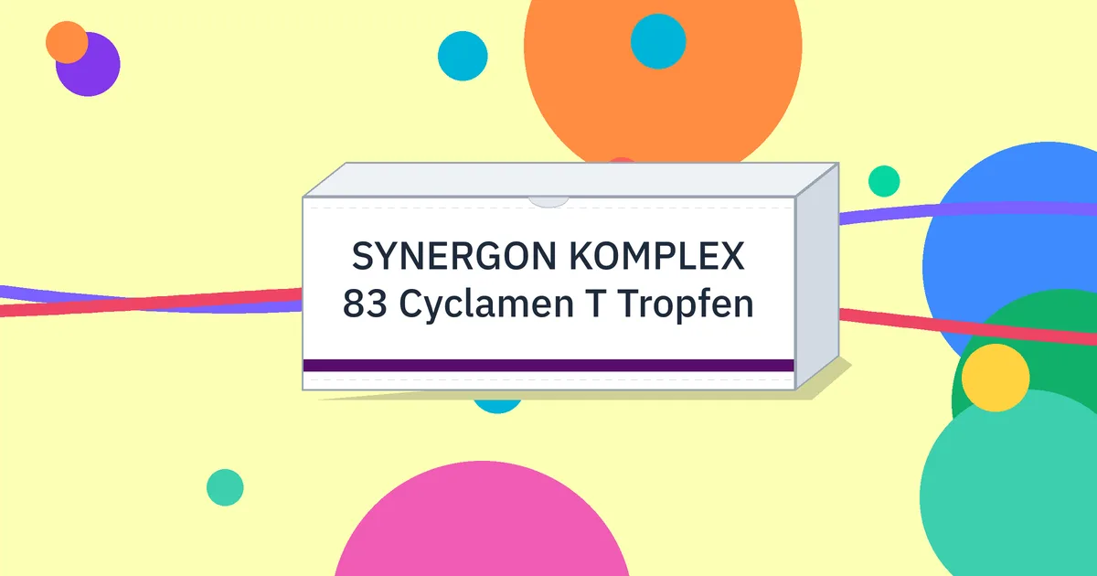 Symbolbild: Packung mit der Aufschrift SYNERGON KOMPLEX 83 Cyclamen T Tropfen (PZN 19540265) – Verfügbarkeit und Bezug in Apotheken in Frankfurt am Main
