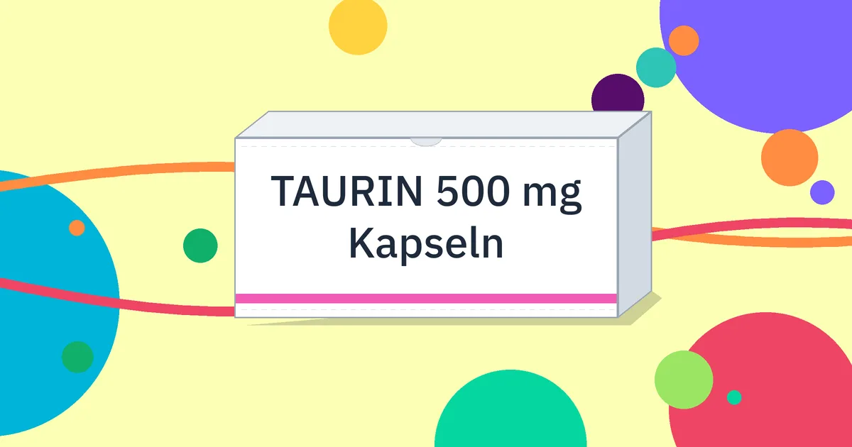 Symbolbild: Packung mit der Aufschrift TAURIN 500 mg Kapseln (PZN 17190252) – Verfügbarkeit und Bezug in Apotheken in Frankfurt am Main