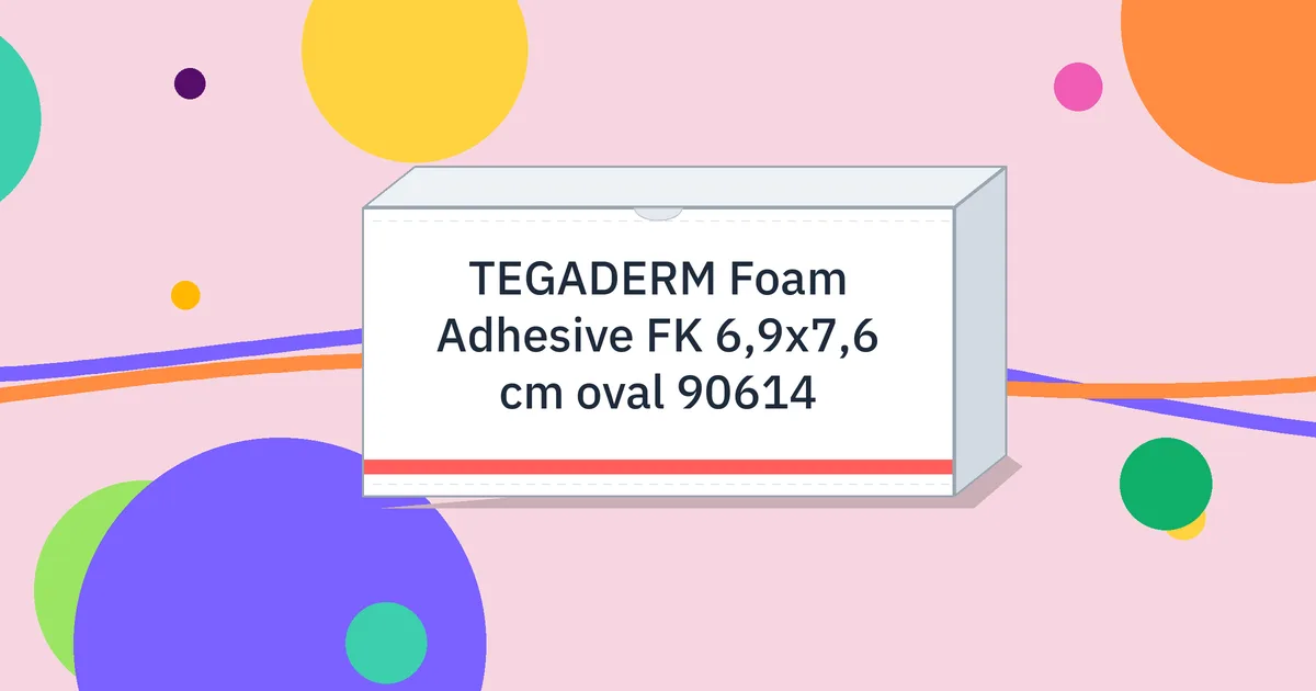 Symbolbild: Packung mit der Aufschrift TEGADERM Foam Adhesive FK 6,9x7,6 cm oval 90614 (PZN 15589240) – Verfügbarkeit und Bezug in Apotheken in Frankfurt am Main