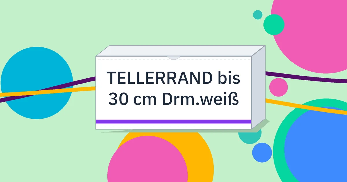 Symbolbild: Packung mit der Aufschrift TELLERRAND bis 30 cm Drm.weiß (PZN 11350329) – Verfügbarkeit und Bezug in Apotheken in Frankfurt am Main