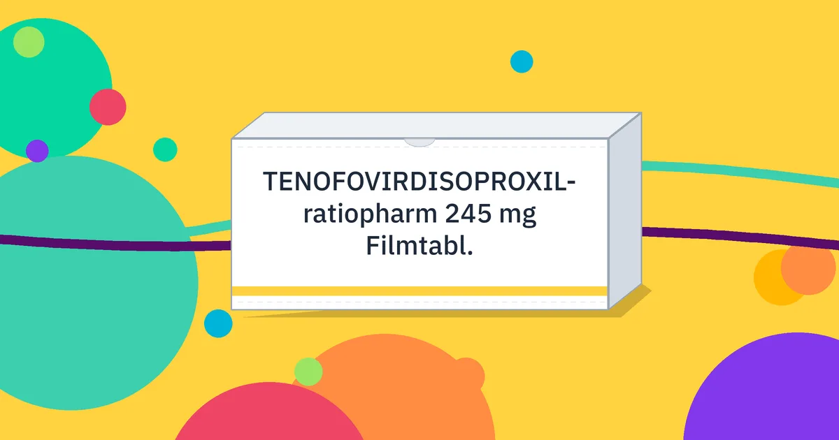 Symbolbild: Packung mit der Aufschrift TENOFOVIRDISOPROXIL-ratiopharm 245 mg Filmtabl. (PZN 12562298) – Verfügbarkeit und Bezug in Apotheken in Frankfurt am Main