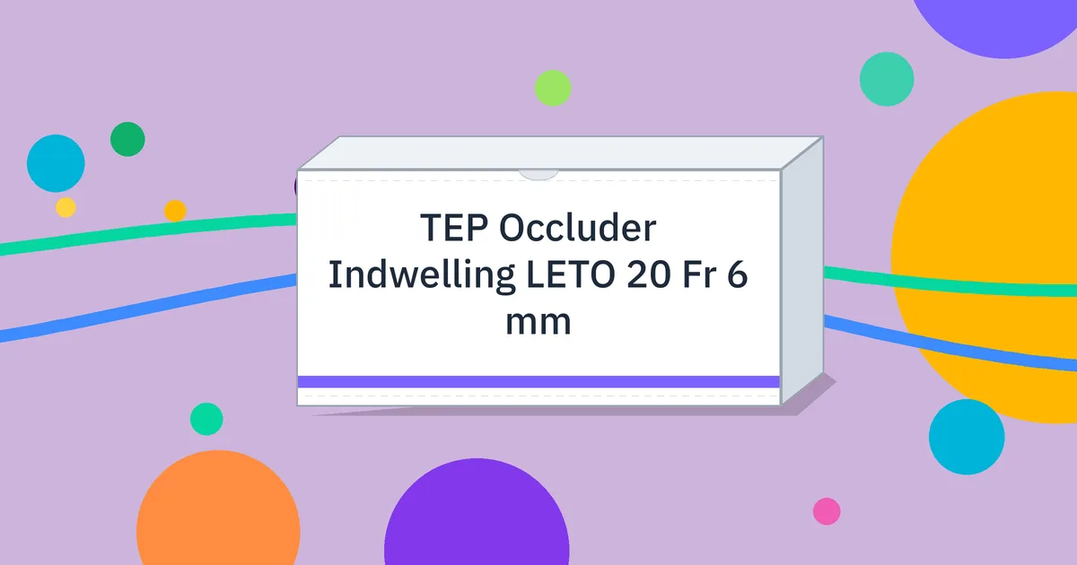 Symbolbild: Packung mit der Aufschrift TEP Occluder Indwelling LETO 20 Fr 6 mm (PZN 20087204) – Verfügbarkeit und Bezug in Apotheken in Frankfurt am Main