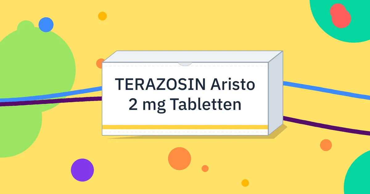 Symbolbild: Packung mit der Aufschrift TERAZOSIN Aristo 2 mg Tabletten (PZN 08624409) – Verfügbarkeit und Bezug in Apotheken in Frankfurt am Main
