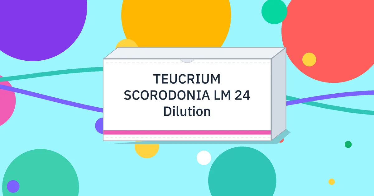 Symbolbild: Packung mit der Aufschrift TEUCRIUM SCORODONIA LM 24 Dilution (PZN 13217712) – Verfügbarkeit und Bezug in Apotheken in Frankfurt am Main