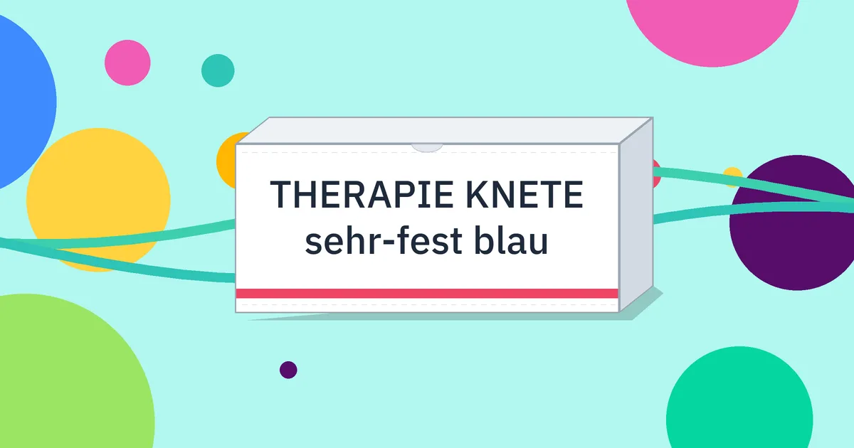 Symbolbild: Packung mit der Aufschrift THERAPIE KNETE sehr-fest blau (PZN 16788295) – Verfügbarkeit und Bezug in Apotheken in Frankfurt am Main
