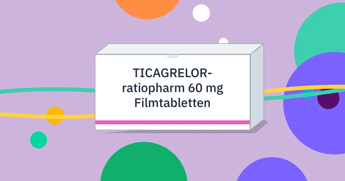 Symbolbild: Packung mit der Aufschrift TICAGRELOR-ratiopharm 60 mg Filmtabletten (PZN 19420029) – Verfügbarkeit und Bezug in Apotheken in Frankfurt am Main
