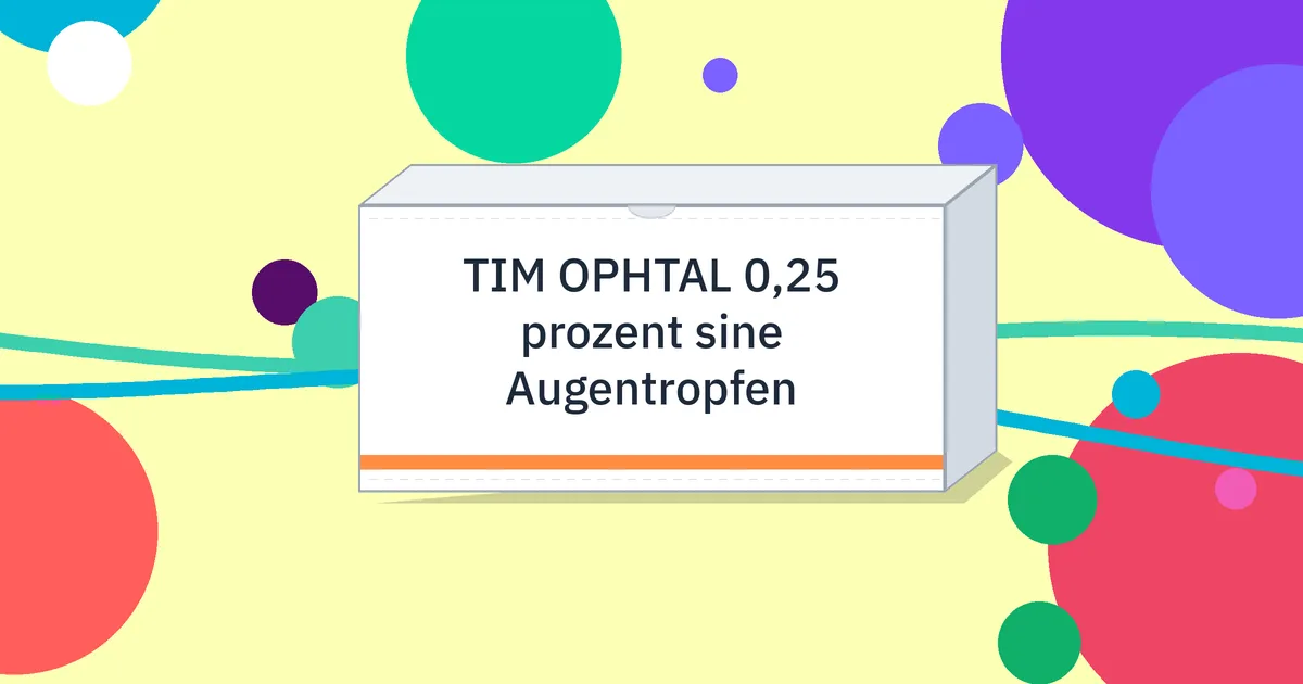 Symbolbild: Packung mit der Aufschrift TIM OPHTAL 0,25 prozent sine Augentropfen (PZN 00718536) – Verfügbarkeit und Bezug in Apotheken in Frankfurt am Main