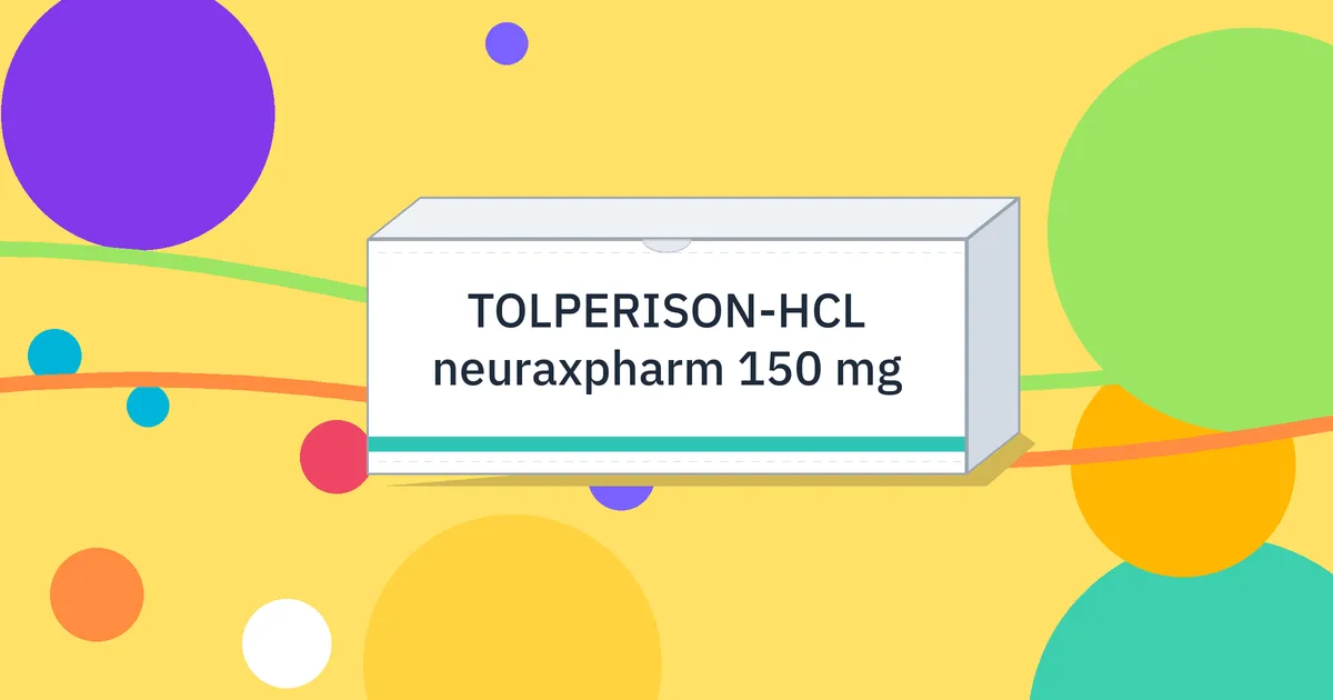 Symbolbild: Packung mit der Aufschrift TOLPERISON-HCL neuraxpharm 150 mg (PZN 10786622) – Verfügbarkeit und Bezug in Apotheken in Frankfurt am Main