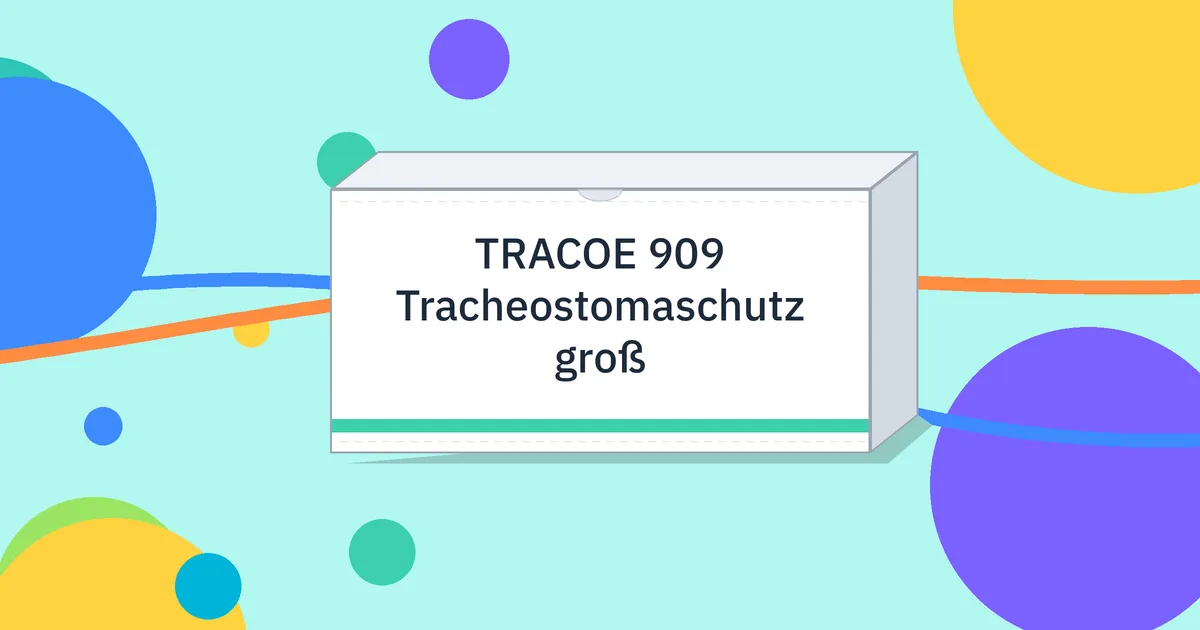 Symbolbild: Packung mit der Aufschrift TRACOE 909 Tracheostomaschutz groß (PZN 02420657) – Verfügbarkeit und Bezug in Apotheken in Frankfurt am Main
