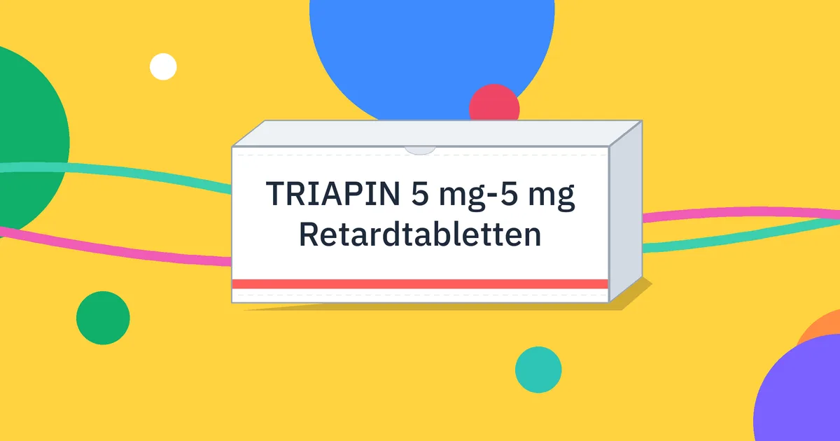 Symbolbild: Packung mit der Aufschrift TRIAPIN 5 mg-5 mg Retardtabletten (PZN 17836033) – Verfügbarkeit und Bezug in Apotheken in Frankfurt am Main