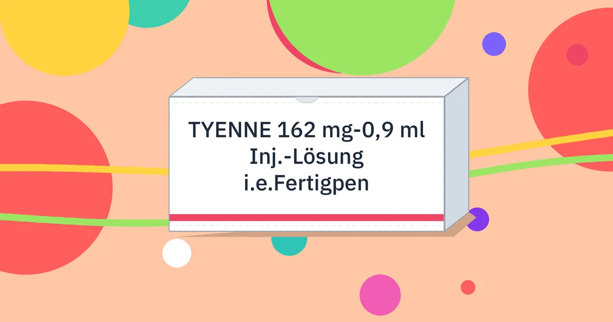 Symbolbild: Packung mit der Aufschrift TYENNE 162 mg-0,9 ml Inj.-Lösung i.e.Fertigpen (PZN 18817635) – Verfügbarkeit und Bezug in Apotheken in Frankfurt am Main