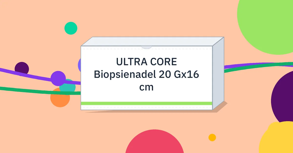 Symbolbild: Packung mit der Aufschrift ULTRA CORE Biopsienadel 20 Gx16 cm (PZN 06767978) – Verfügbarkeit und Bezug in Apotheken in Frankfurt am Main