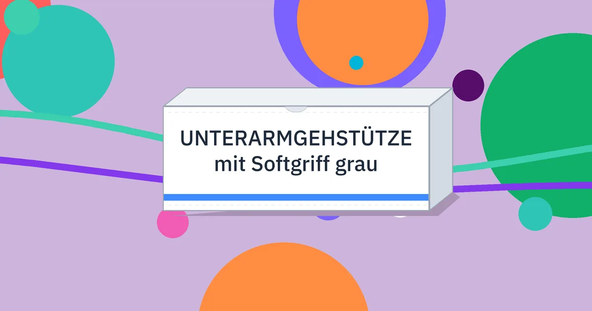 Symbolbild: Packung mit der Aufschrift UNTERARMGEHSTÜTZE mit Softgriff grau (PZN 10074910) – Verfügbarkeit und Bezug in Apotheken in Frankfurt am Main