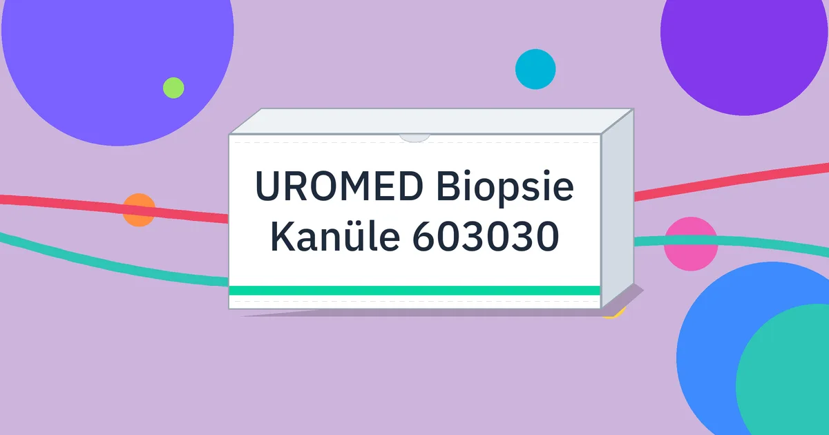 Symbolbild: Packung mit der Aufschrift UROMED Biopsie Kanüle 603030 (PZN 10267572) – Verfügbarkeit und Bezug in Apotheken in Frankfurt am Main