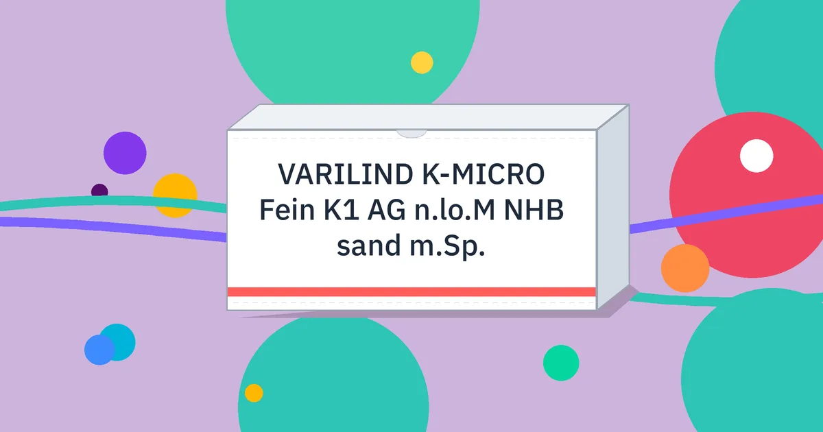 Symbolbild: Packung mit der Aufschrift VARILIND K-MICRO Fein K1 AG n.lo.M NHB sand m.Sp. (PZN 20554427) – Verfügbarkeit und Bezug in Apotheken in Frankfurt am Main