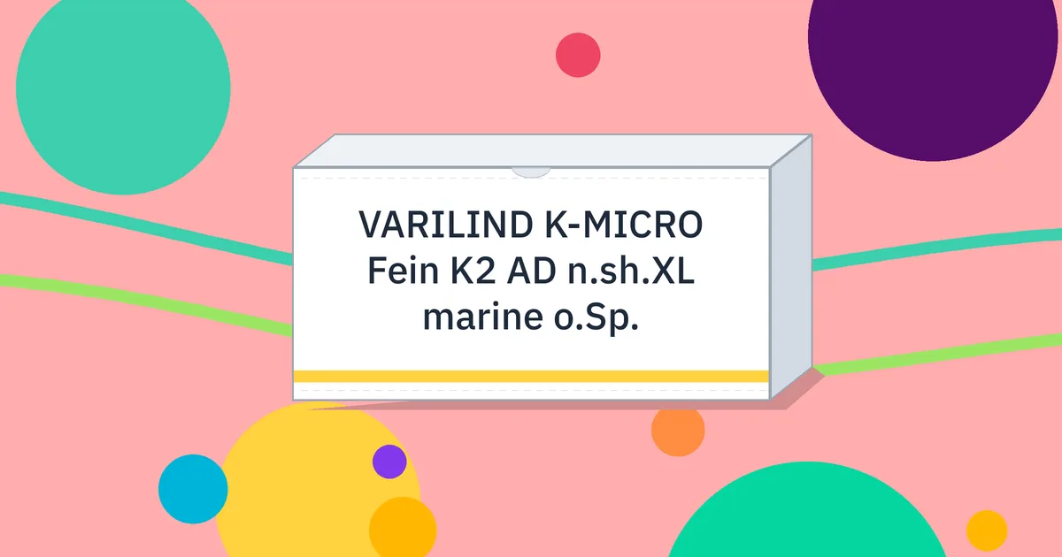 Symbolbild: Packung mit der Aufschrift VARILIND K-MICRO Fein K2 AD n.sh.XL marine o.Sp. (PZN 20558767) – Verfügbarkeit und Bezug in Apotheken in Frankfurt am Main