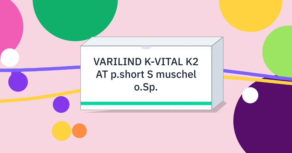 Symbolbild: Packung mit der Aufschrift VARILIND K-VITAL K2 AT p.short S muschel o.Sp. (PZN 20562562) – Verfügbarkeit und Bezug in Apotheken in Frankfurt am Main