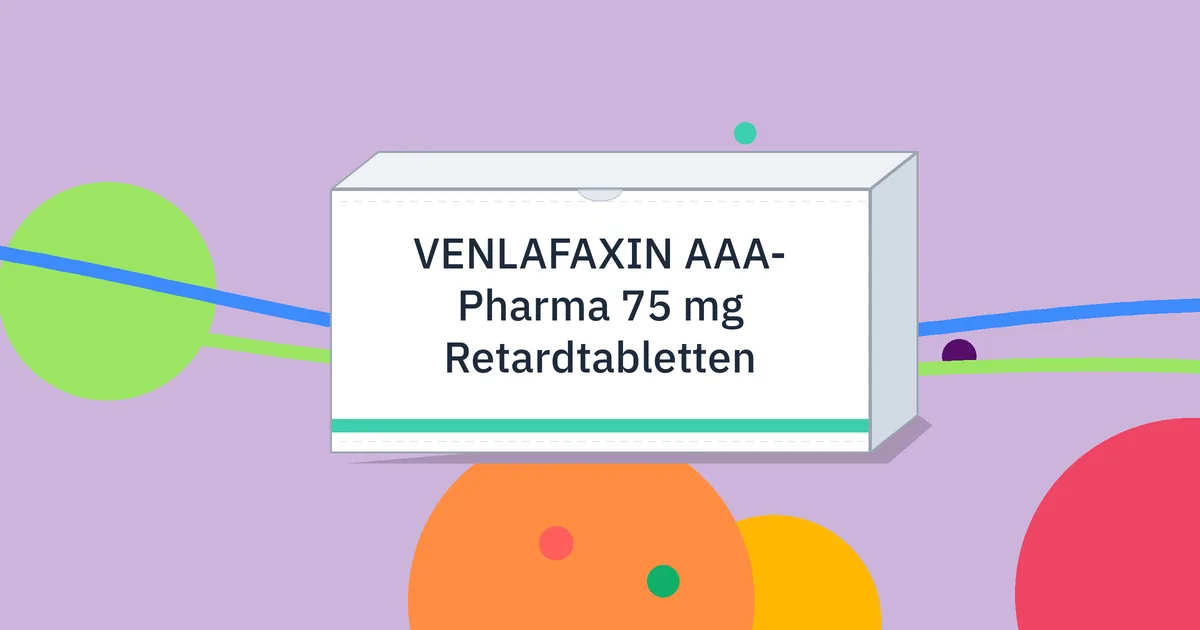 Symbolbild: Packung mit der Aufschrift VENLAFAXIN AAA-Pharma 75 mg Retardtabletten (PZN 18300375) – Verfügbarkeit und Bezug in Apotheken in Frankfurt am Main