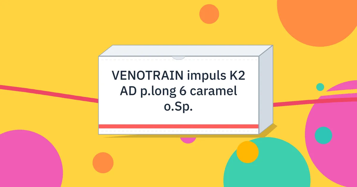 Symbolbild: Packung mit der Aufschrift VENOTRAIN impuls K2 AD p.long 6 caramel o.Sp. (PZN 08426253) – Verfügbarkeit und Bezug in Apotheken in Frankfurt am Main