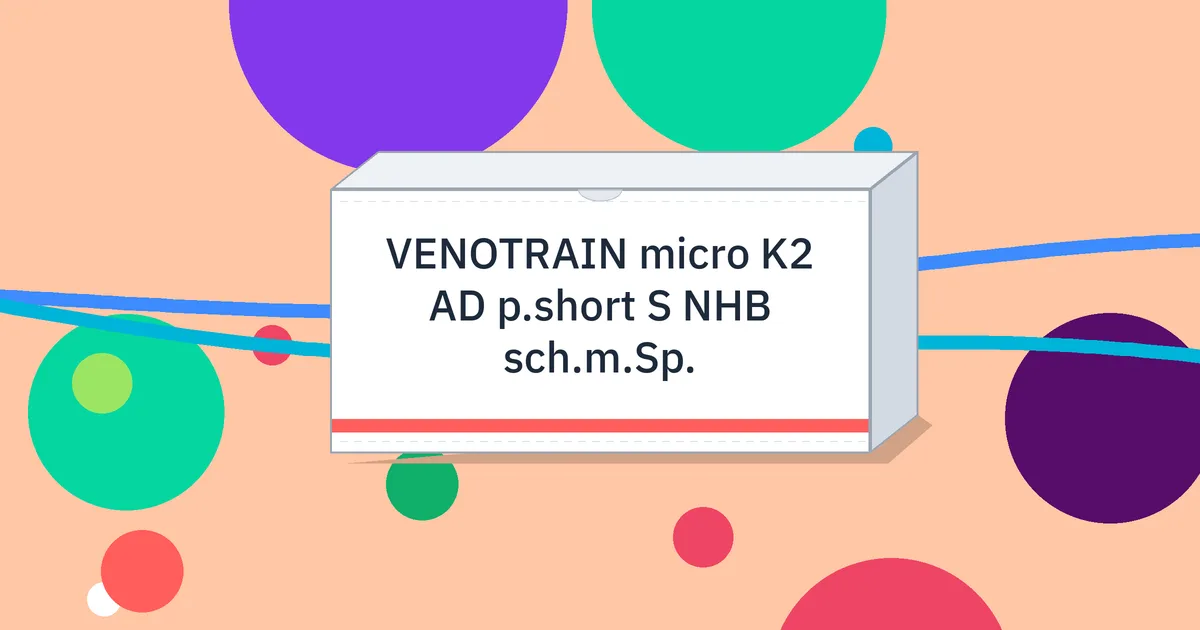 Symbolbild: Packung mit der Aufschrift VENOTRAIN micro K2 AD p.short S NHB sch.m.Sp. (PZN 09387880) – Verfügbarkeit und Bezug in Apotheken in Frankfurt am Main