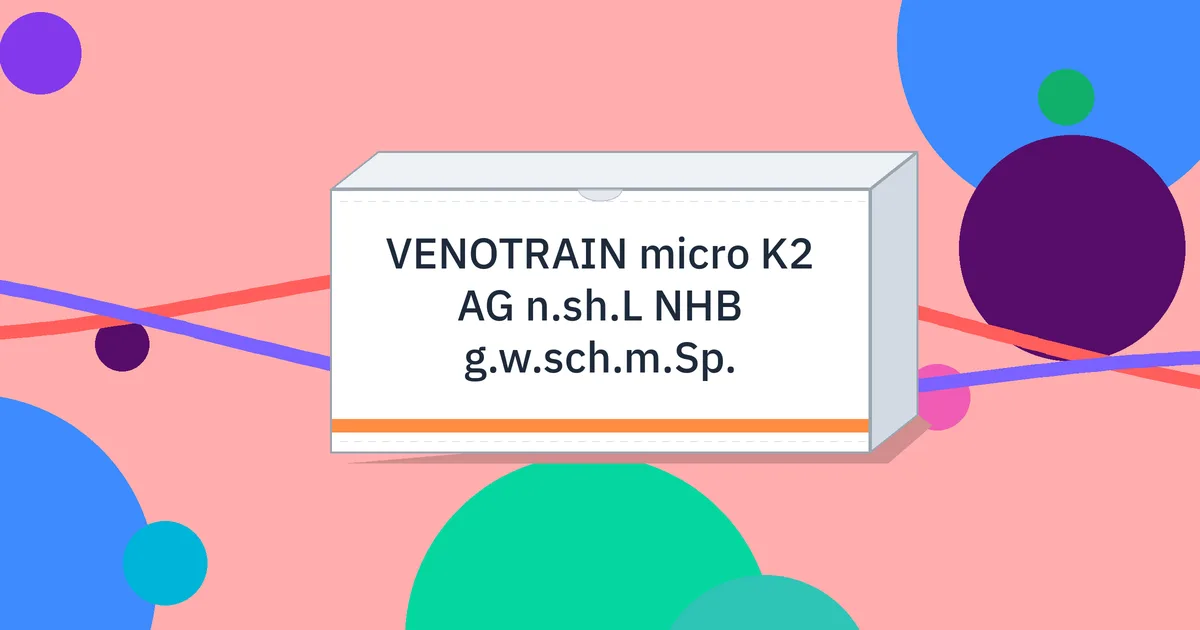 Symbolbild: Packung mit der Aufschrift VENOTRAIN micro K2 AG n.sh.L NHB g.w.sch.m.Sp. (PZN 09021647) – Verfügbarkeit und Bezug in Apotheken in Frankfurt am Main