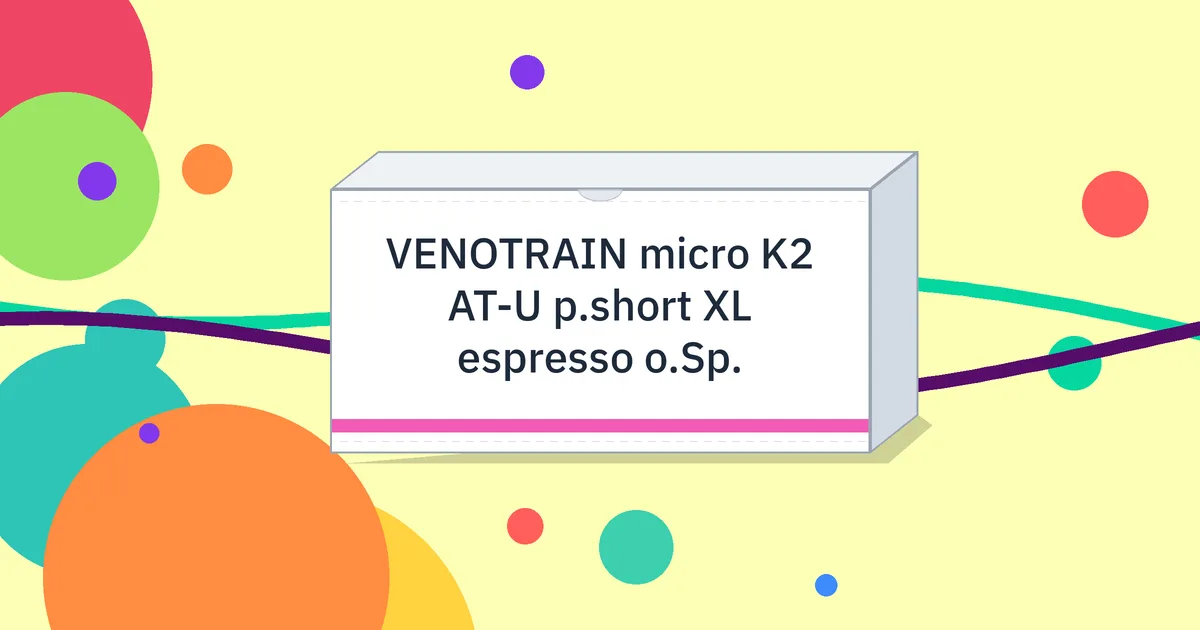 Symbolbild: Packung mit der Aufschrift VENOTRAIN micro K2 AT-U p.short XL espresso o.Sp. (PZN 05709660) – Verfügbarkeit und Bezug in Apotheken in Frankfurt am Main