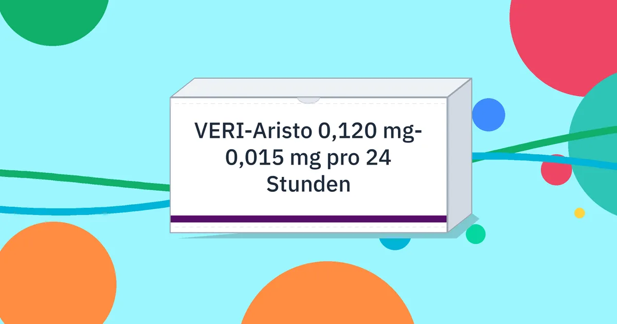 Symbolbild: Packung mit der Aufschrift VERI-Aristo 0,120 mg-0,015 mg pro 24 Stunden (PZN 12590142) – Verfügbarkeit und Bezug in Apotheken in Frankfurt am Main