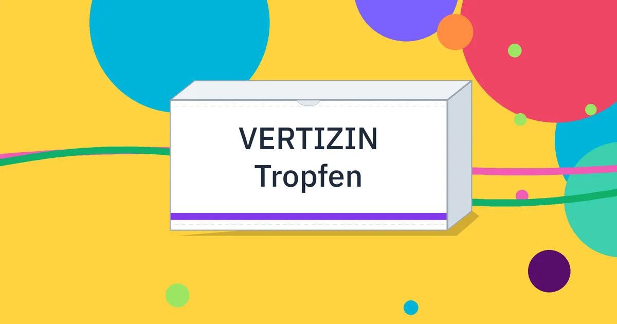 Symbolbild: Packung mit der Aufschrift VERTIZIN Tropfen (PZN 04632530) – Verfügbarkeit und Bezug in Apotheken in Frankfurt am Main