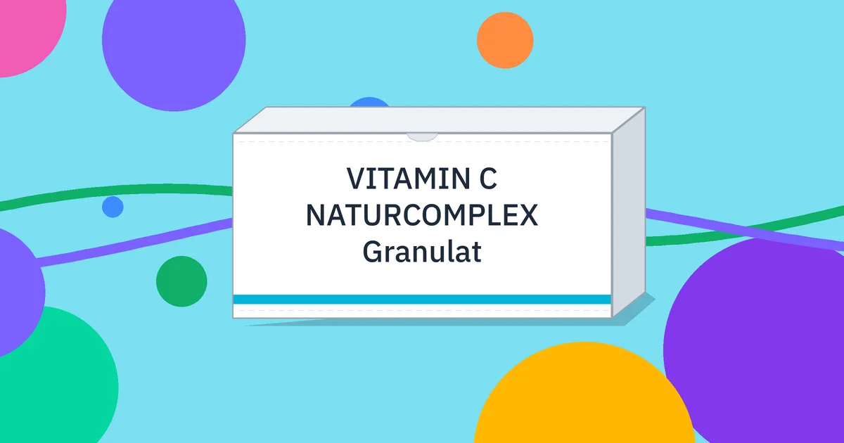 Symbolbild: Packung mit der Aufschrift VITAMIN C NATURCOMPLEX Granulat (PZN 17379529) – Verfügbarkeit und Bezug in Apotheken in Frankfurt am Main