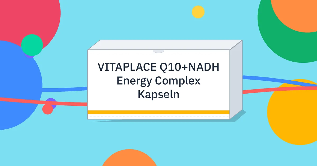 Symbolbild: Packung mit der Aufschrift VITAPLACE Q10+NADH Energy Complex Kapseln (PZN 19511499) – Verfügbarkeit und Bezug in Apotheken in Frankfurt am Main