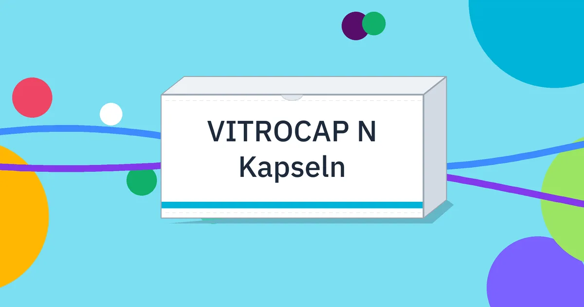 Symbolbild: Packung mit der Aufschrift VITROCAP N Kapseln (PZN 13986882) – Verfügbarkeit und Bezug in Apotheken in Frankfurt am Main