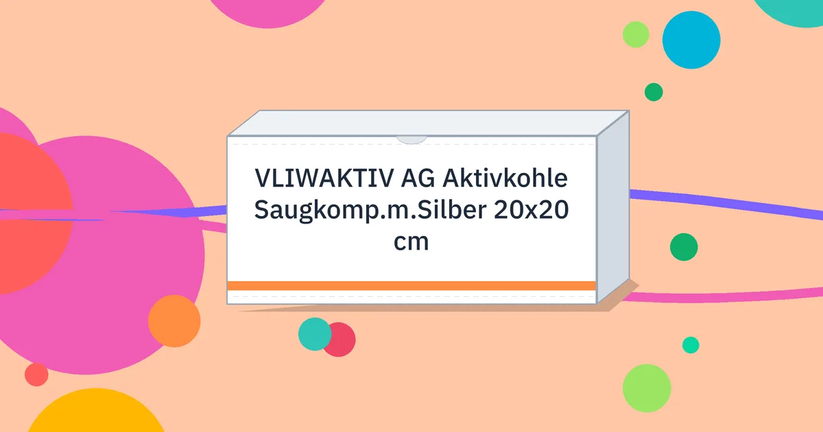 Symbolbild: Packung mit der Aufschrift VLIWAKTIV AG Aktivkohle Saugkomp.m.Silber 20x20 cm (PZN 13541358) – Verfügbarkeit und Bezug in Apotheken in Frankfurt am Main