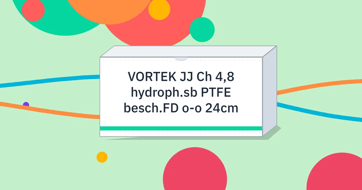 Symbolbild: Packung mit der Aufschrift VORTEK JJ Ch 4,8 hydroph.sb PTFE besch.FD o-o 24cm (PZN 17998818) – Verfügbarkeit und Bezug in Apotheken in Frankfurt am Main