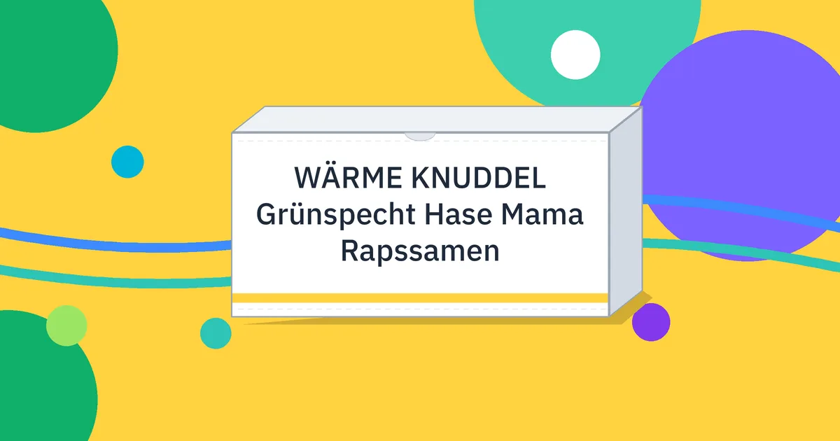 Symbolbild: Packung mit der Aufschrift WÄRME KNUDDEL Grünspecht Hase Mama Rapssamen (PZN 12608540) – Verfügbarkeit und Bezug in Apotheken in Frankfurt am Main