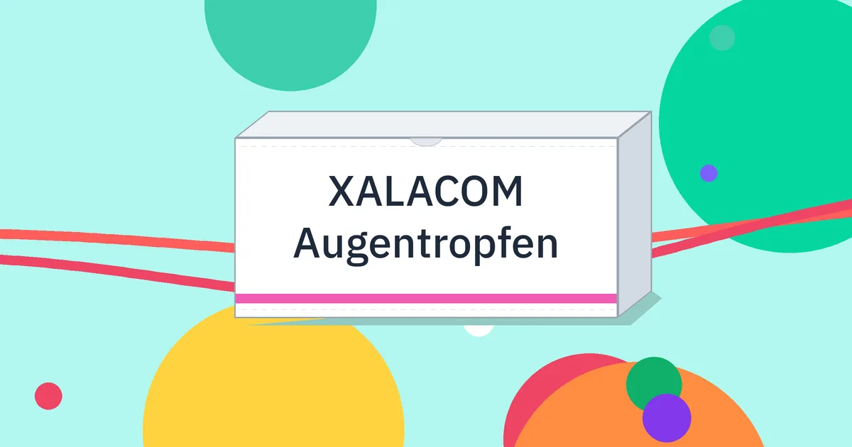 Symbolbild: Packung mit der Aufschrift XALACOM Augentropfen (PZN 03420010) – Verfügbarkeit und Bezug in Apotheken in Frankfurt am Main