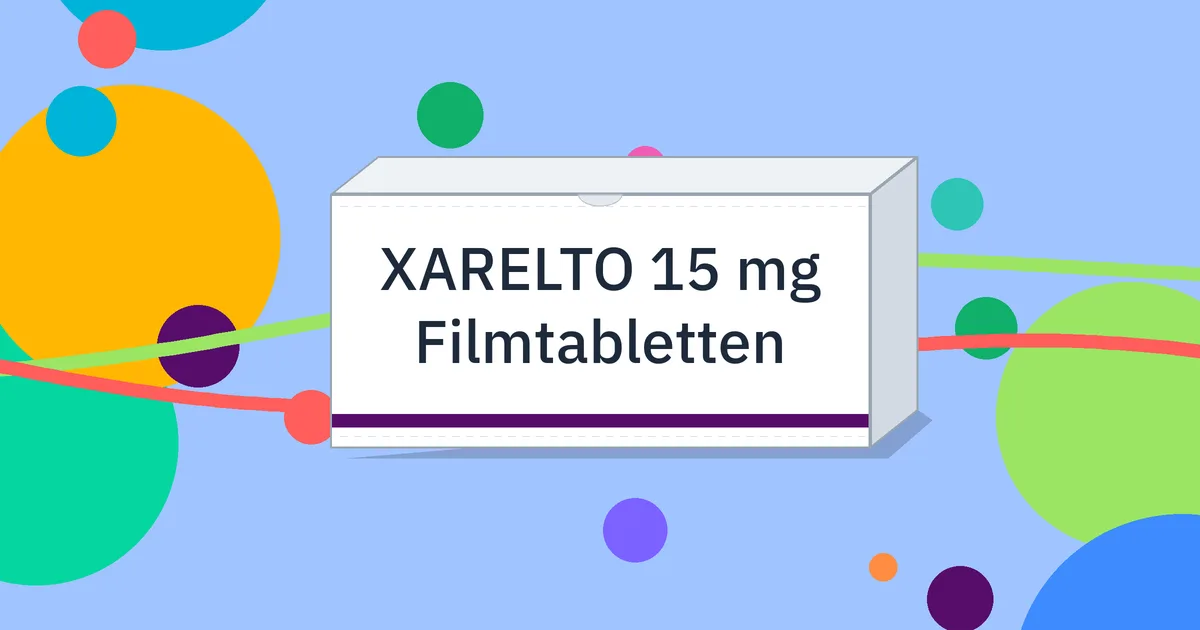 Symbolbild: Packung mit der Aufschrift XARELTO 15 mg Filmtabletten (PZN 07605019) – Verfügbarkeit und Bezug in Apotheken in Frankfurt am Main