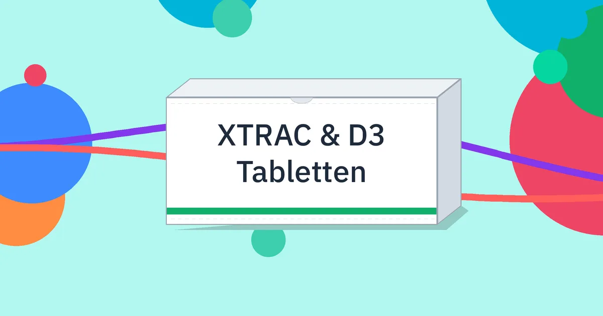 Symbolbild: Packung mit der Aufschrift XTRAC & D3 Tabletten (PZN 16708592) – Verfügbarkeit und Bezug in Apotheken in Frankfurt am Main