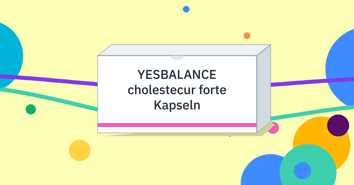 Symbolbild: Packung mit der Aufschrift YESBALANCE cholestecur forte Kapseln (PZN 20636668) – Verfügbarkeit und Bezug in Apotheken in Frankfurt am Main
