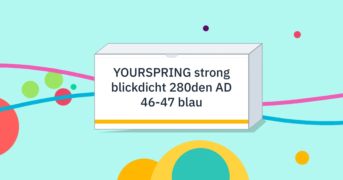 Symbolbild: Packung mit der Aufschrift YOURSPRING strong blickdicht 280den AD 46-47 blau (PZN 18058661) – Verfügbarkeit und Bezug in Apotheken in Frankfurt am Main
