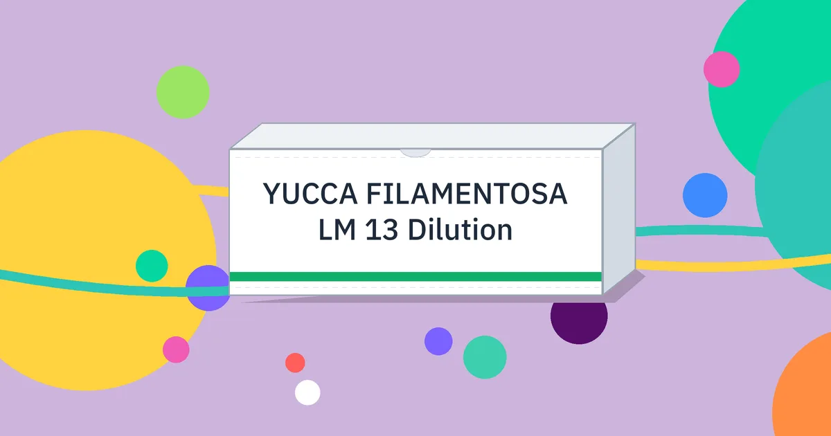 Symbolbild: Packung mit der Aufschrift YUCCA FILAMENTOSA LM 13 Dilution (PZN 13288758) – Verfügbarkeit und Bezug in Apotheken in Frankfurt am Main