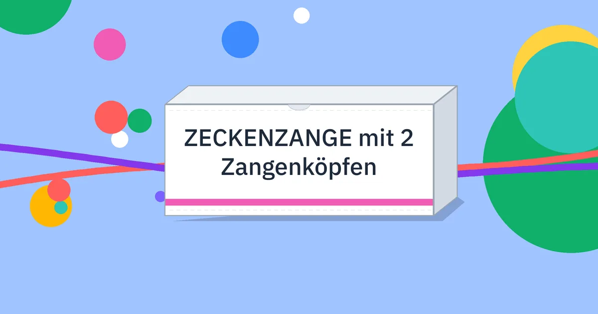 Symbolbild: Packung mit der Aufschrift ZECKENZANGE mit 2 Zangenköpfen (PZN 13584758) – Verfügbarkeit und Bezug in Apotheken in Frankfurt am Main