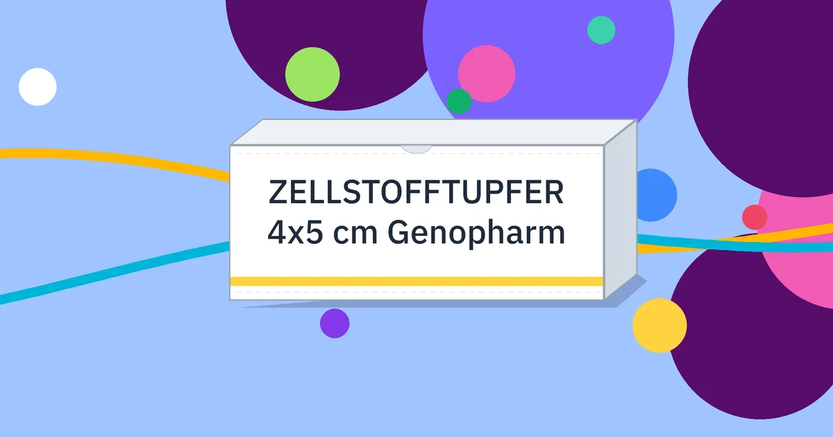 Symbolbild: Packung mit der Aufschrift ZELLSTOFFTUPFER 4x5 cm Genopharm (PZN 02076585) – Verfügbarkeit und Bezug in Apotheken in Frankfurt am Main